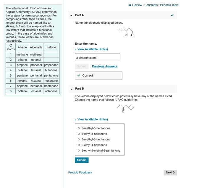 Solved Review l Constants Periodic Table Give the IUPAC name | Chegg.com
