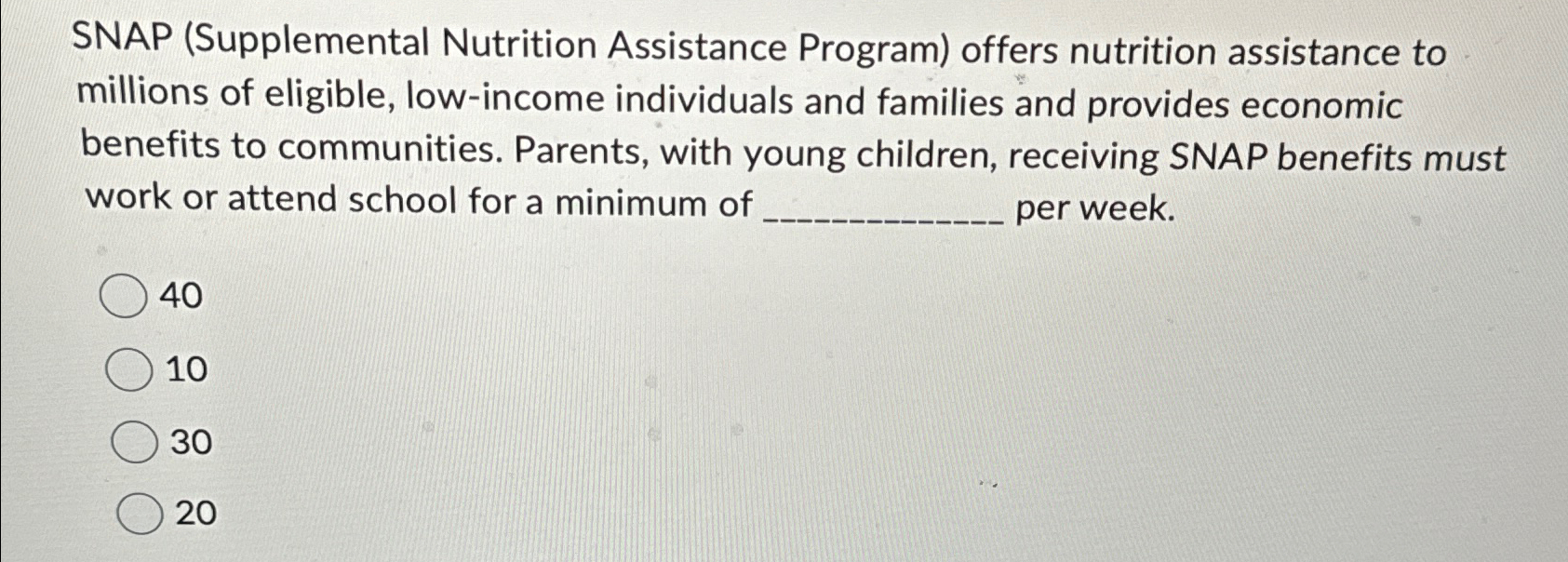 Solved SNAP (Supplemental Nutrition Assistance Program) | Chegg.com