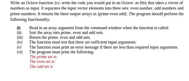 Solved Write An Octave Function Ie Write The Code You