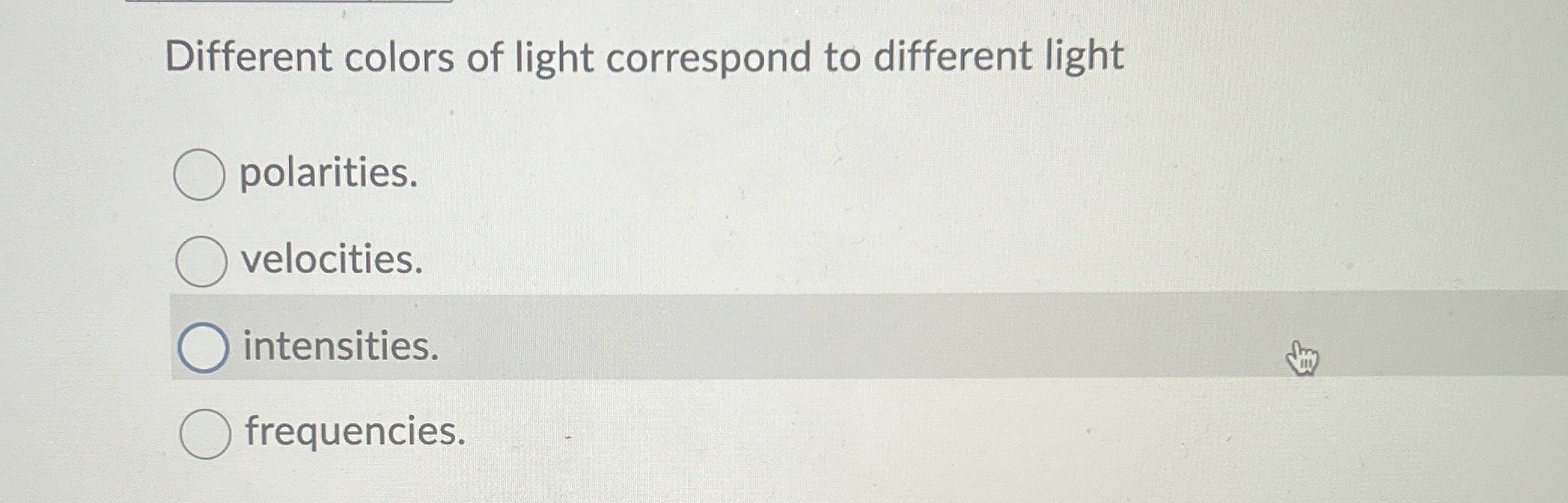 Solved Different colors of light correspond to different | Chegg.com