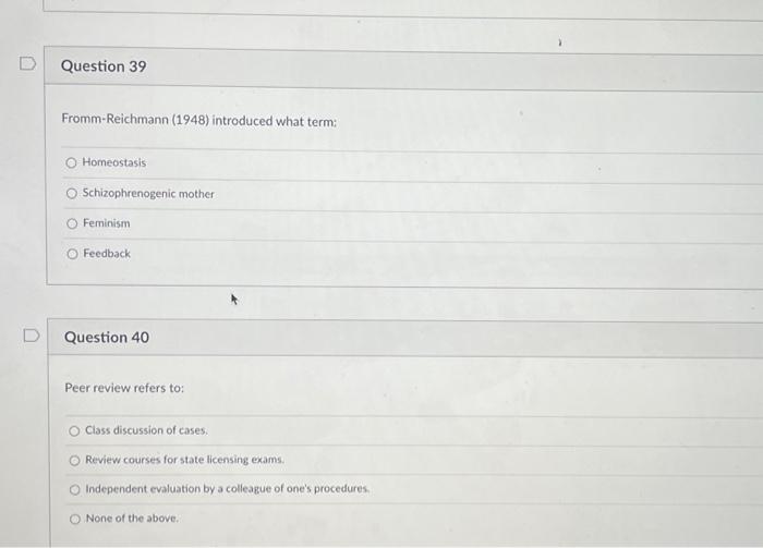 Solved Fromm-Reichmann (1948) introduced what term: | Chegg.com