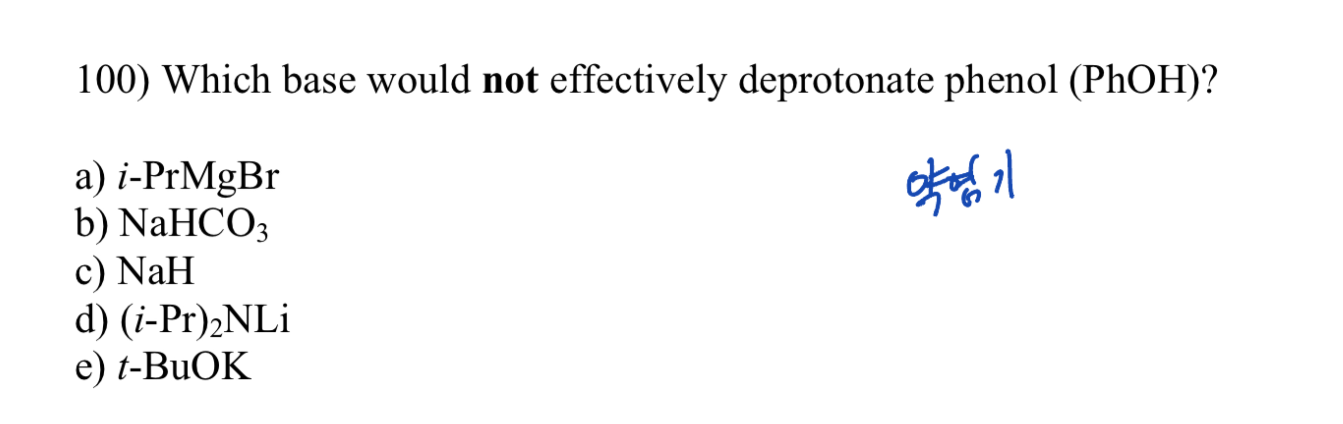 Solved Which base would not effectively deprotonate phenol | Chegg.com