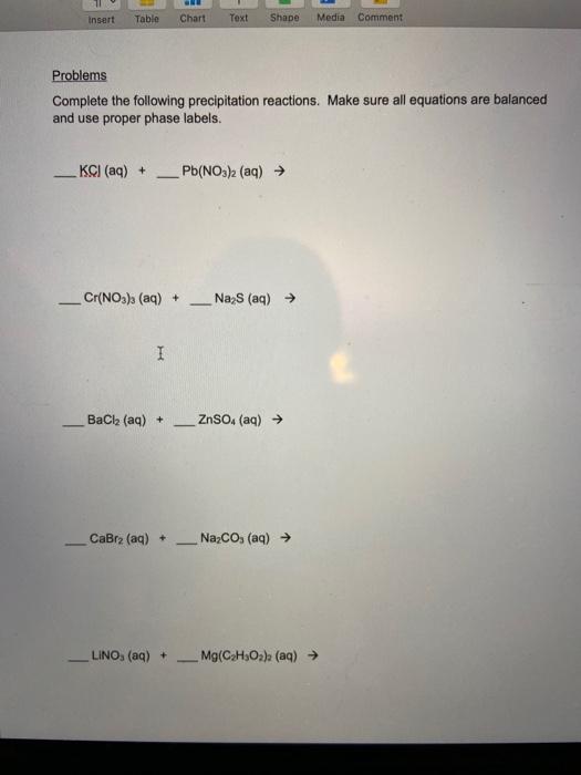 Solved Insert Table Chart Text Shape Media Comment Problems | Chegg.com