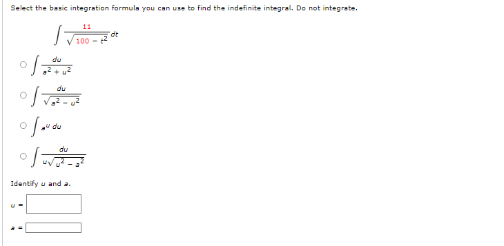 Select the basic integration formula you can use to | Chegg.com