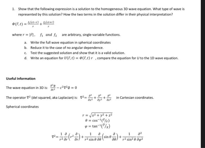 Solved 1. Show that the following expression is a solution | Chegg.com