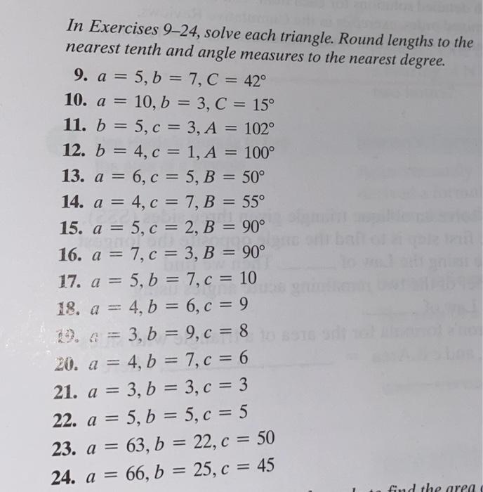 Solved In Exercises 9–24, solve each triangle. Round lengths | Chegg.com