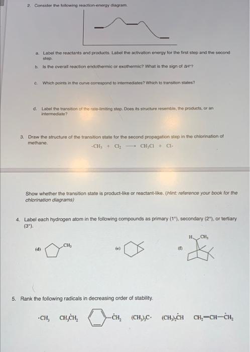 Solved 2. Consider the folfowing reaction-eneegy diagram, a. | Chegg.com