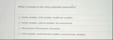 Solved What is included in the stress potential | Chegg.com