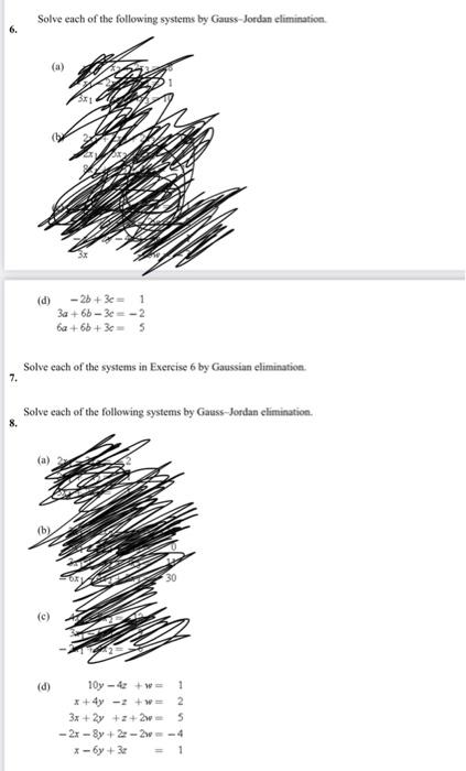 Solved Solve each of the following systems by Gauss-Jordan | Chegg.com