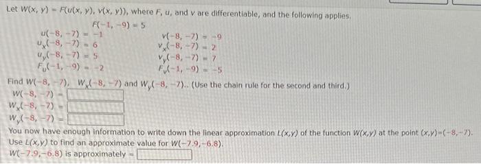 Solved Let W(x,y)=F(u(x,y),v(x,y)), where F,u, and v are | Chegg.com
