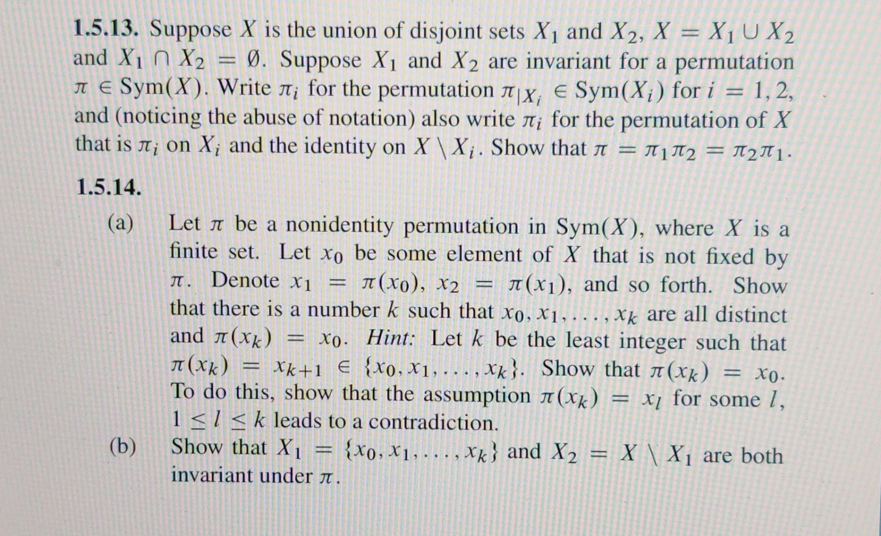 Solved 1.5.13. Suppose X is the union of disjoint sets X1 | Chegg.com