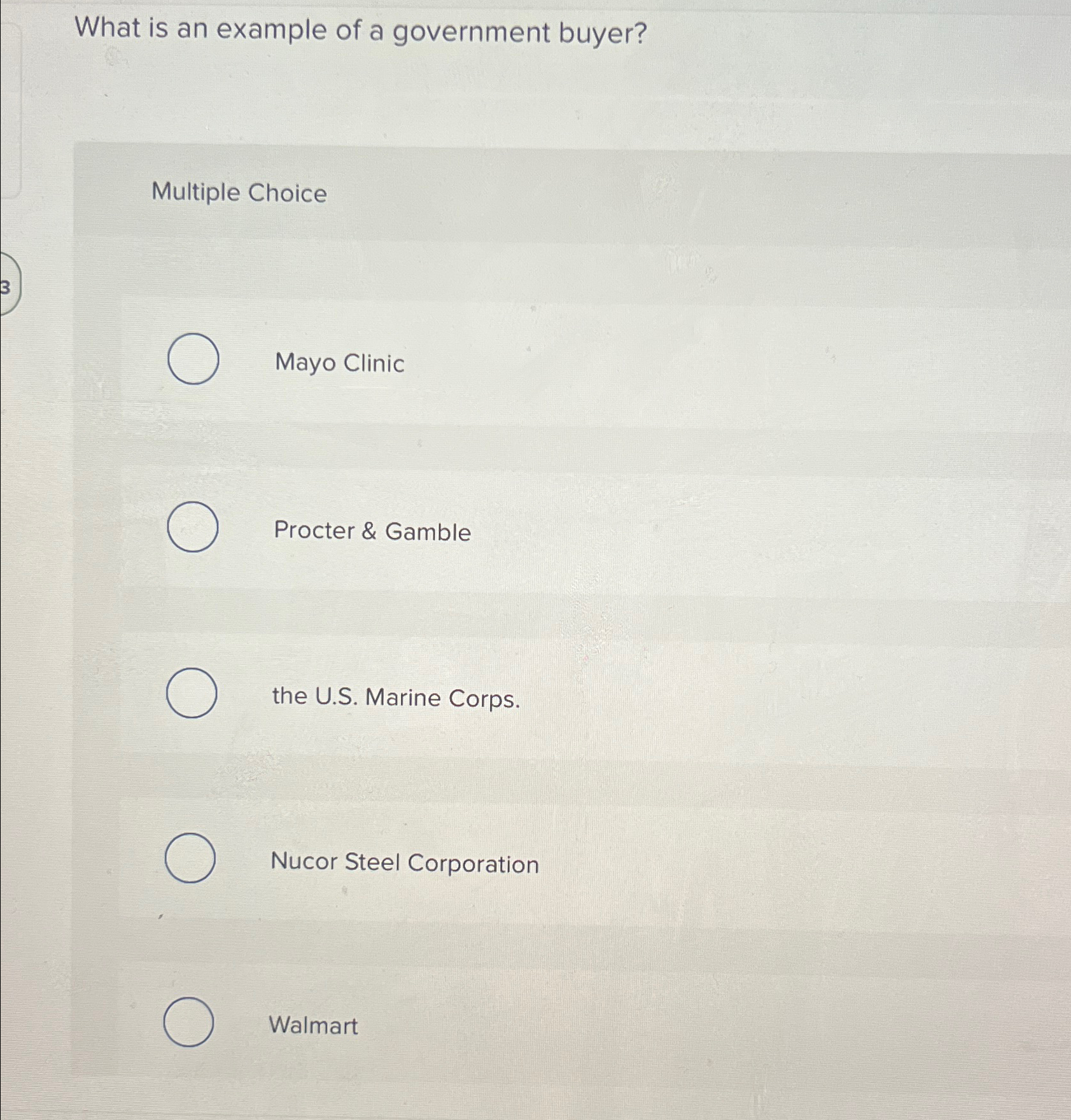 Solved What is an example of a government buyer?Multiple | Chegg.com