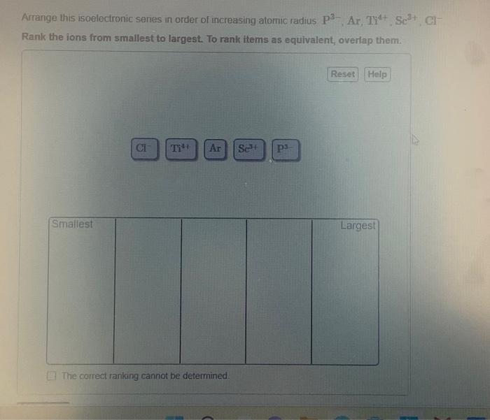 Solved Arrange this isoelectronic series in order of | Chegg.com