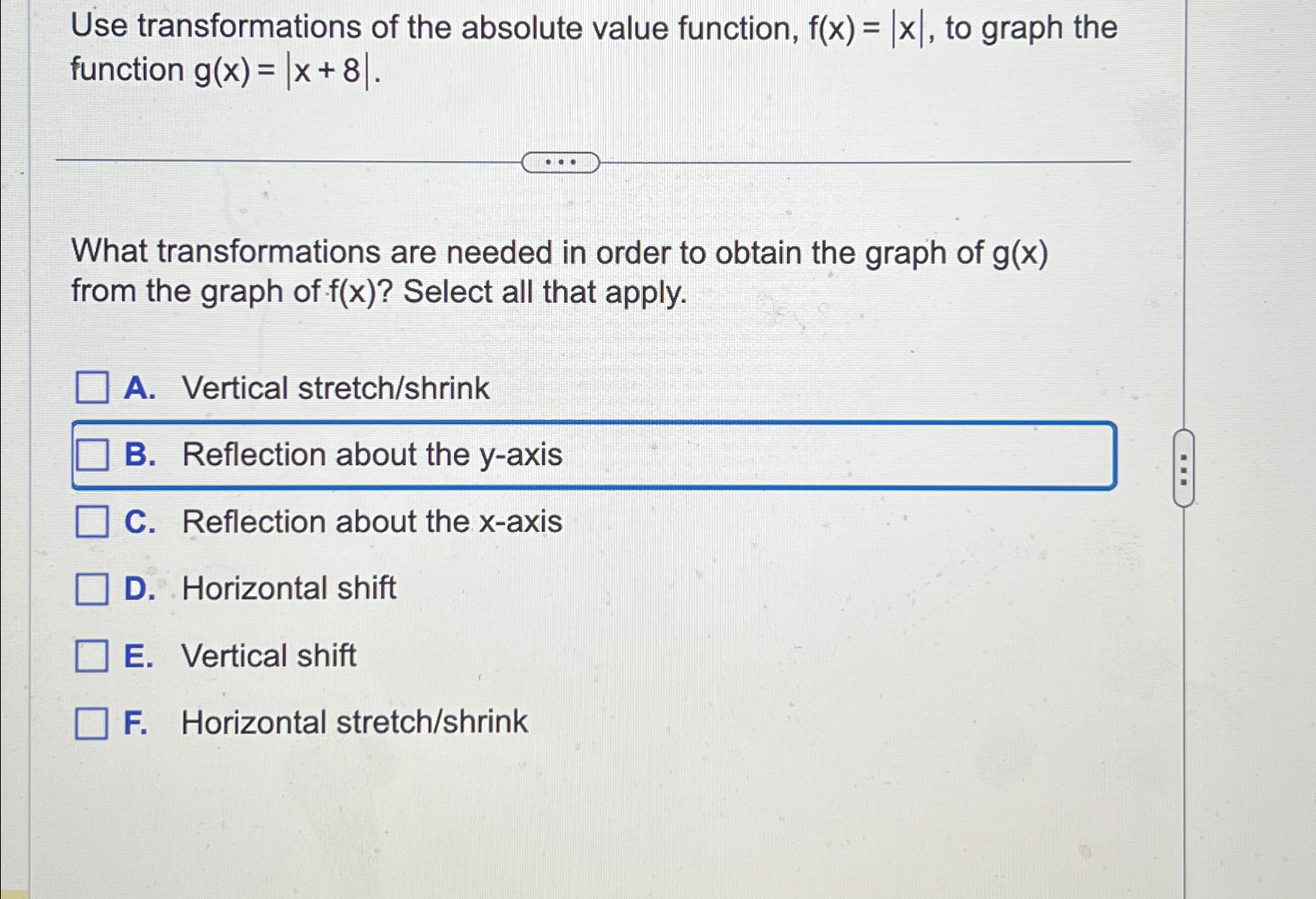 Solved Use transformations of the absolute value function, | Chegg.com