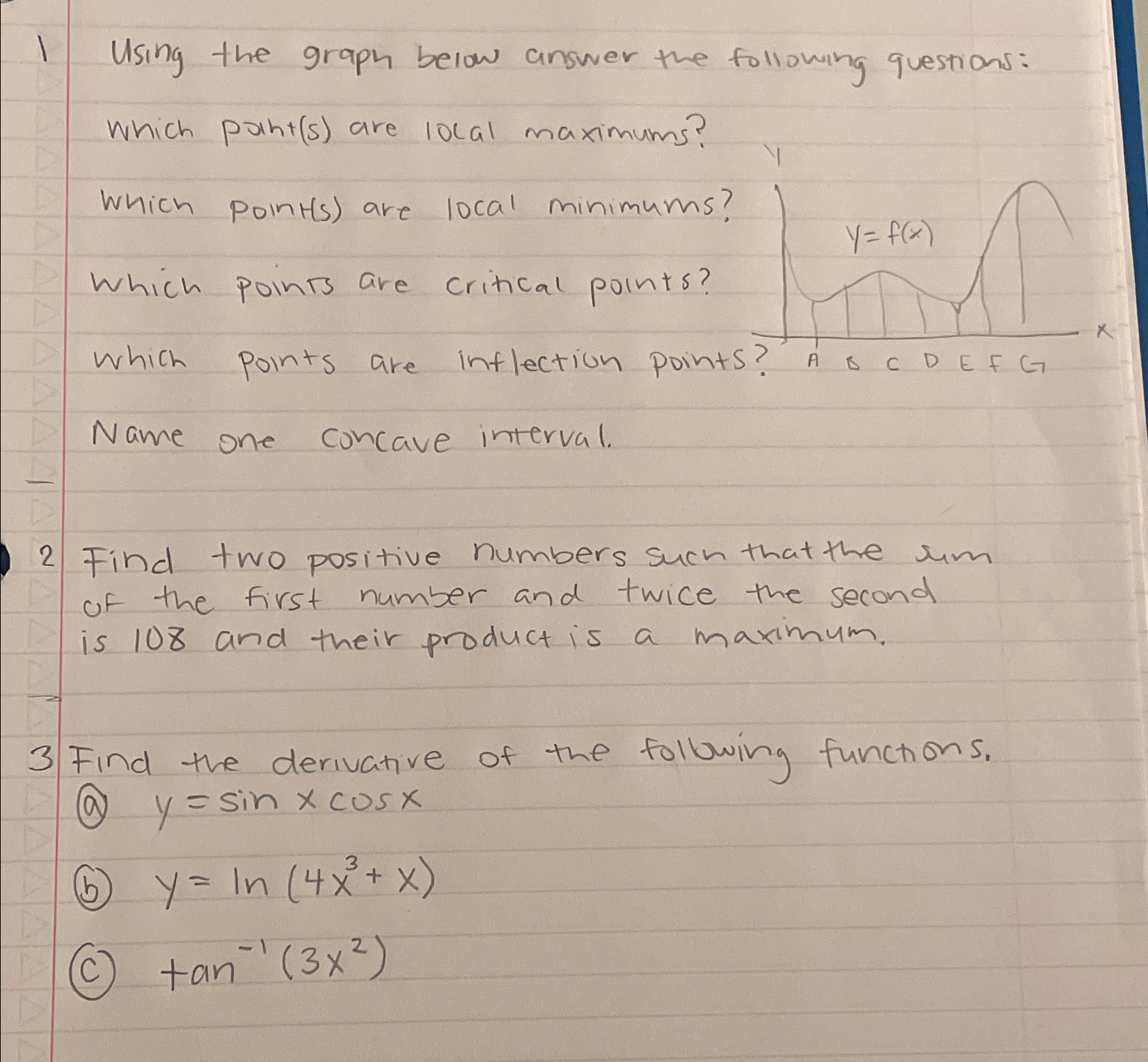 Solved 1 ﻿Using the graph below answer the following | Chegg.com