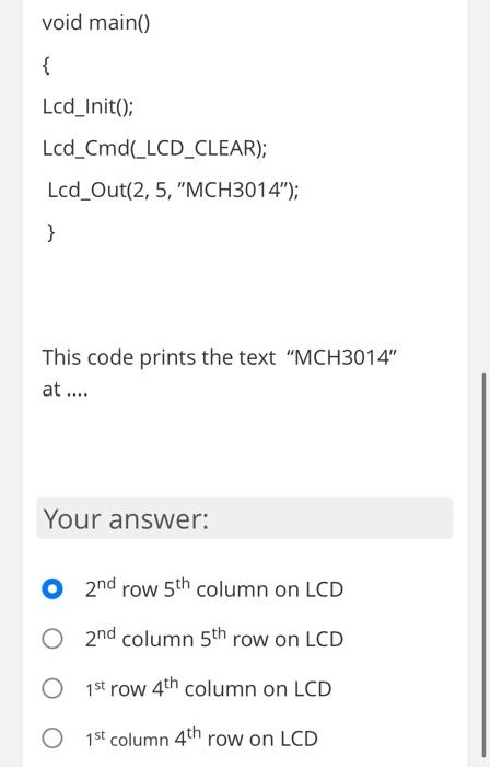 Solved sbit LCD_RS at RB4_bit; sbit LCD_EN at RB5_bit; sbit | Chegg.com