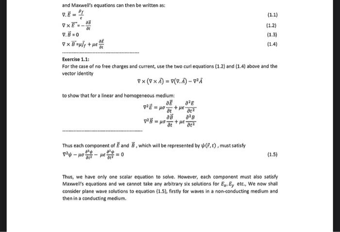 Solved and Maxwell's equations can then be written as: | Chegg.com