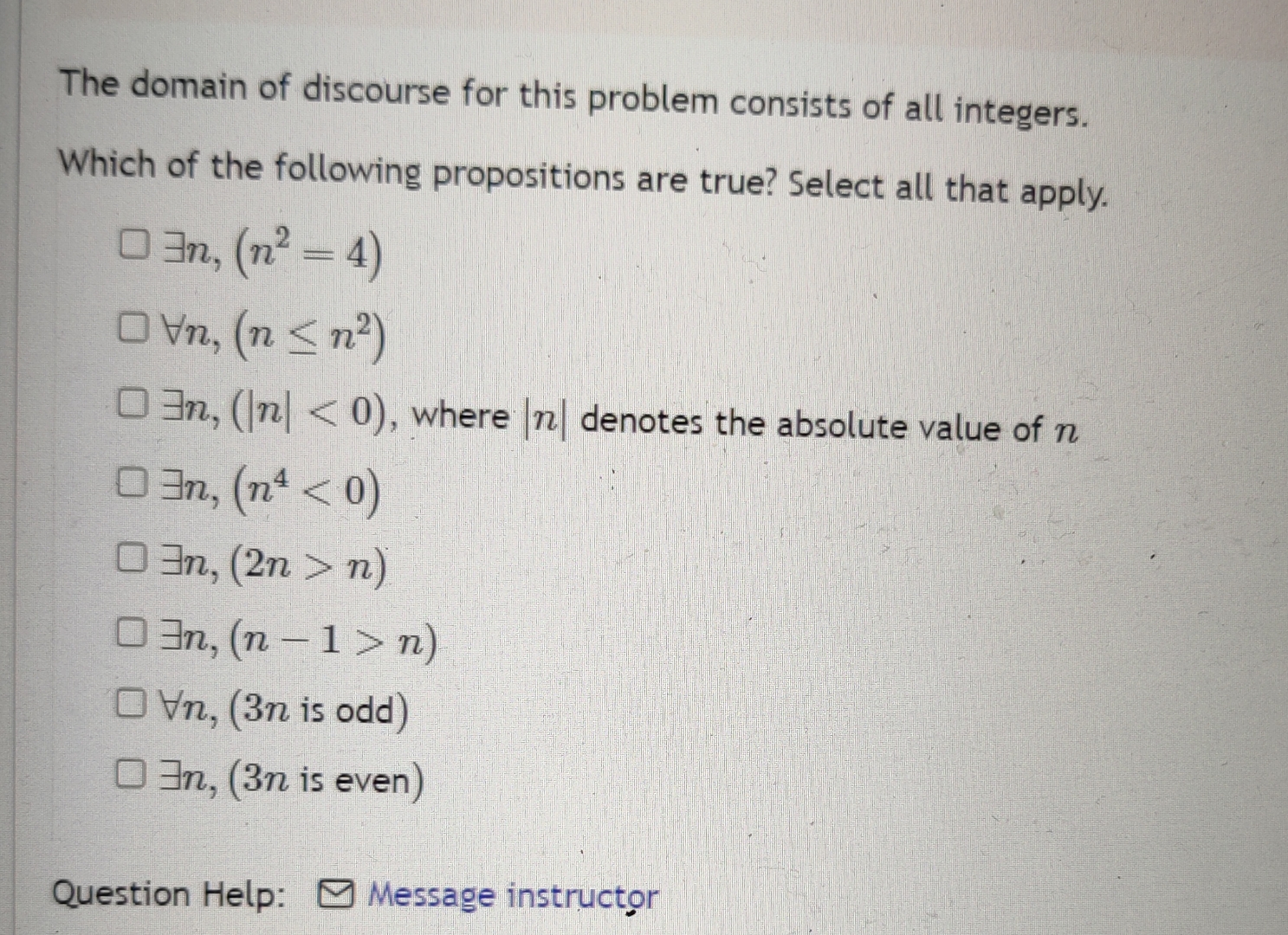 Solved The domain of discourse for this problem consists of | Chegg.com