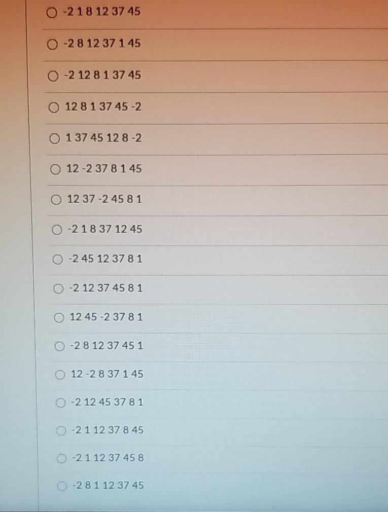 Solved Assume you have an array loaded with the follwing | Chegg.com