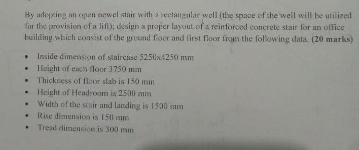 Solved By adopting an open newel stair with a rectangular | Chegg.com