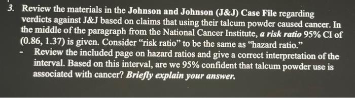 Solved 3. Review the materials in the Johnson and Johnson | Chegg.com