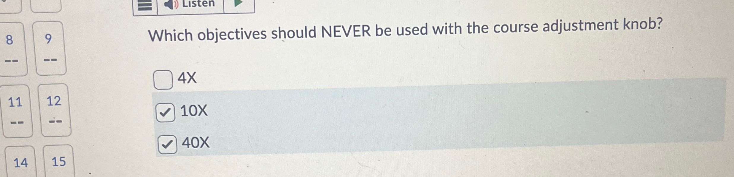 Solved Which objectives should NEVER be used with the course | Chegg.com