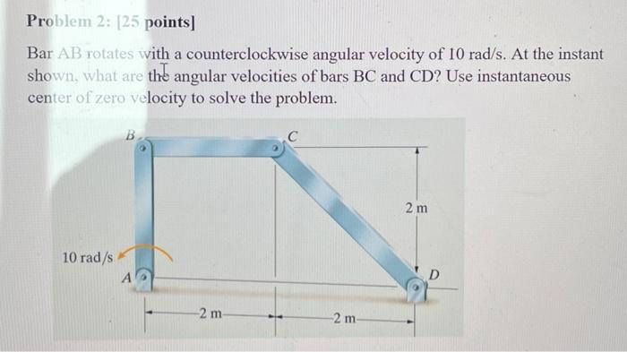 Solved Bar AB rotates with a counterclockwise angular | Chegg.com
