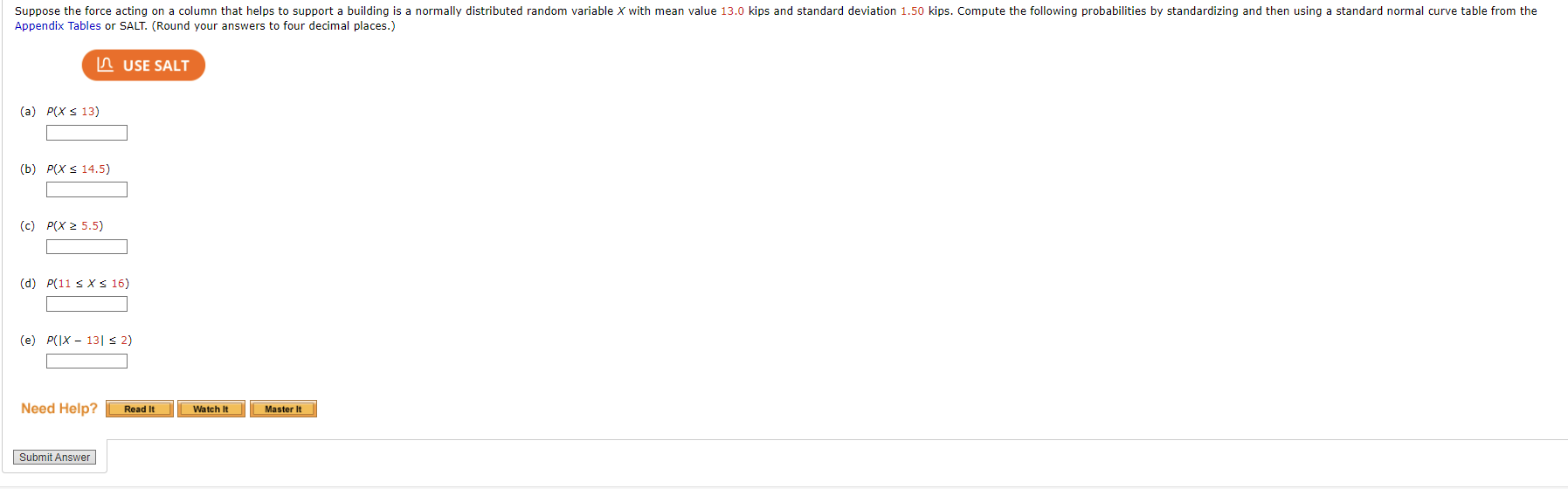 Solved Appendix Tables or SALT. (Round your answers to four | Chegg.com