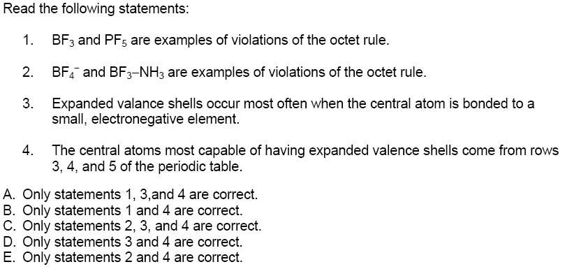 Solved Read the following statements: BF3 and PF5 are | Chegg.com