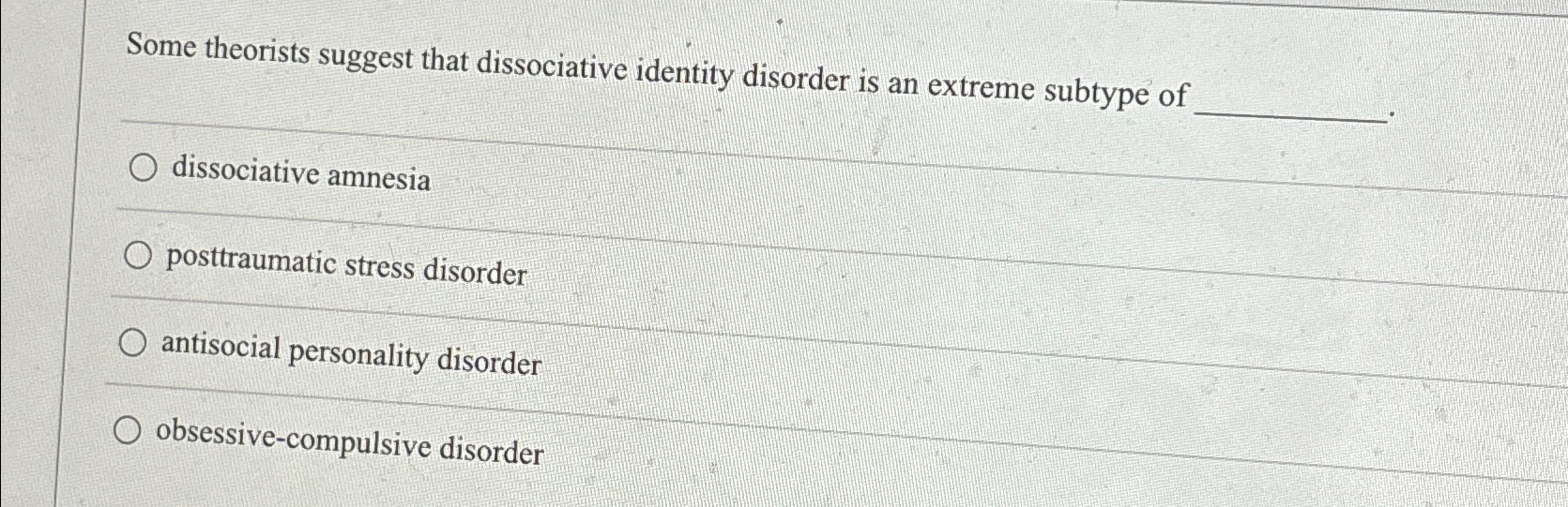 Solved Some theorists suggest that dissociative identity | Chegg.com
