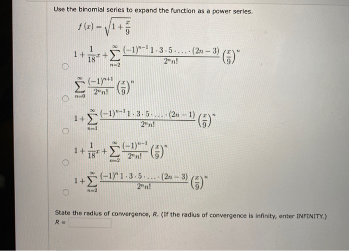 Solved Use the binomial series to expand the function as a | Chegg.com