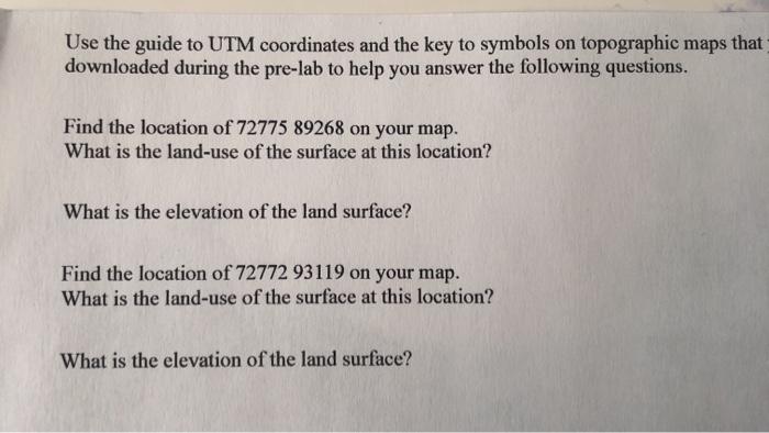 Use the guide to UTM coordinates and the key to | Chegg.com