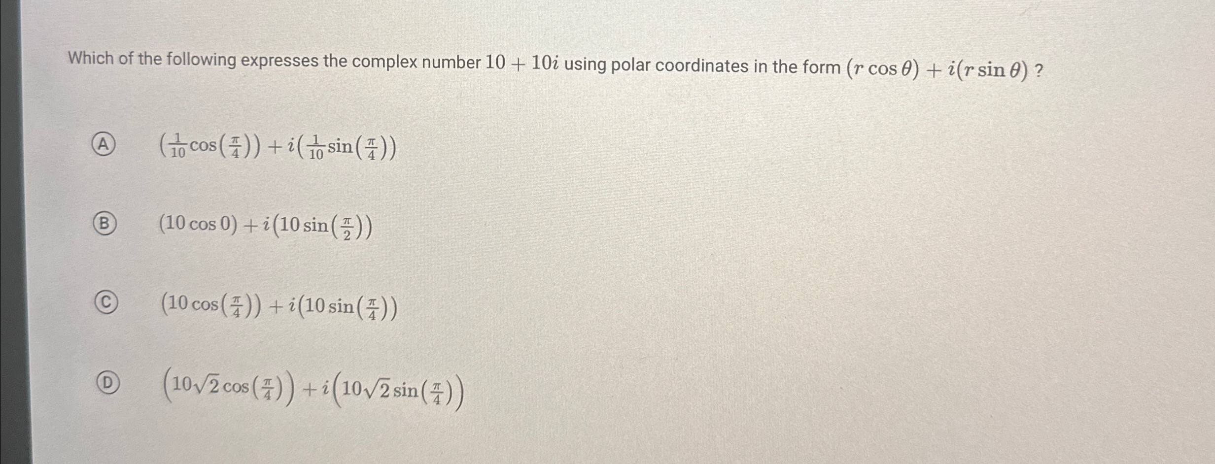 Solved Which of the following expresses the complex number | Chegg.com