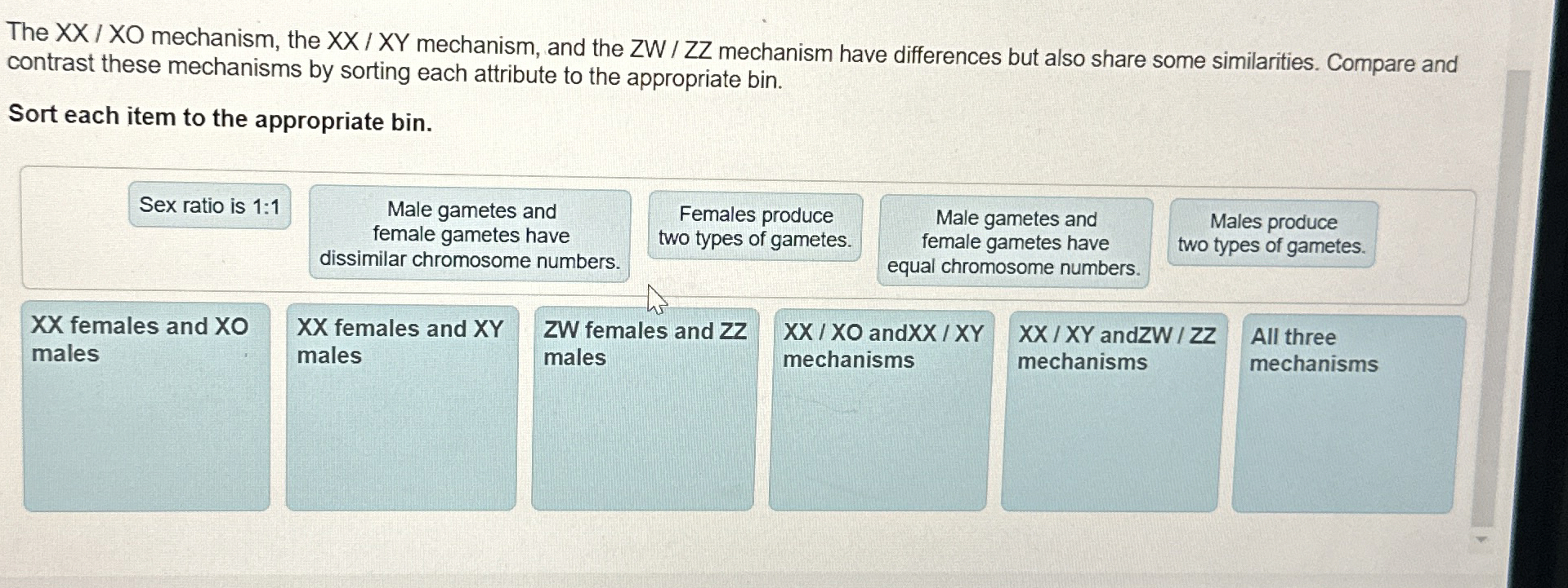 Solved The XX / ﻿XO mechanism, the XX / ﻿XY mechanism, and | Chegg.com
