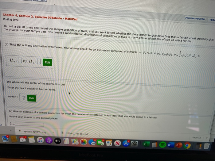Solved PRINTER VERSION 4 НАС Chapter 4, Section 2, Exercise | Chegg.com