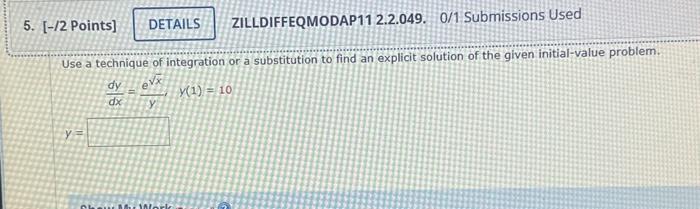 Solved Use a technique of integration or a substitution to | Chegg.com