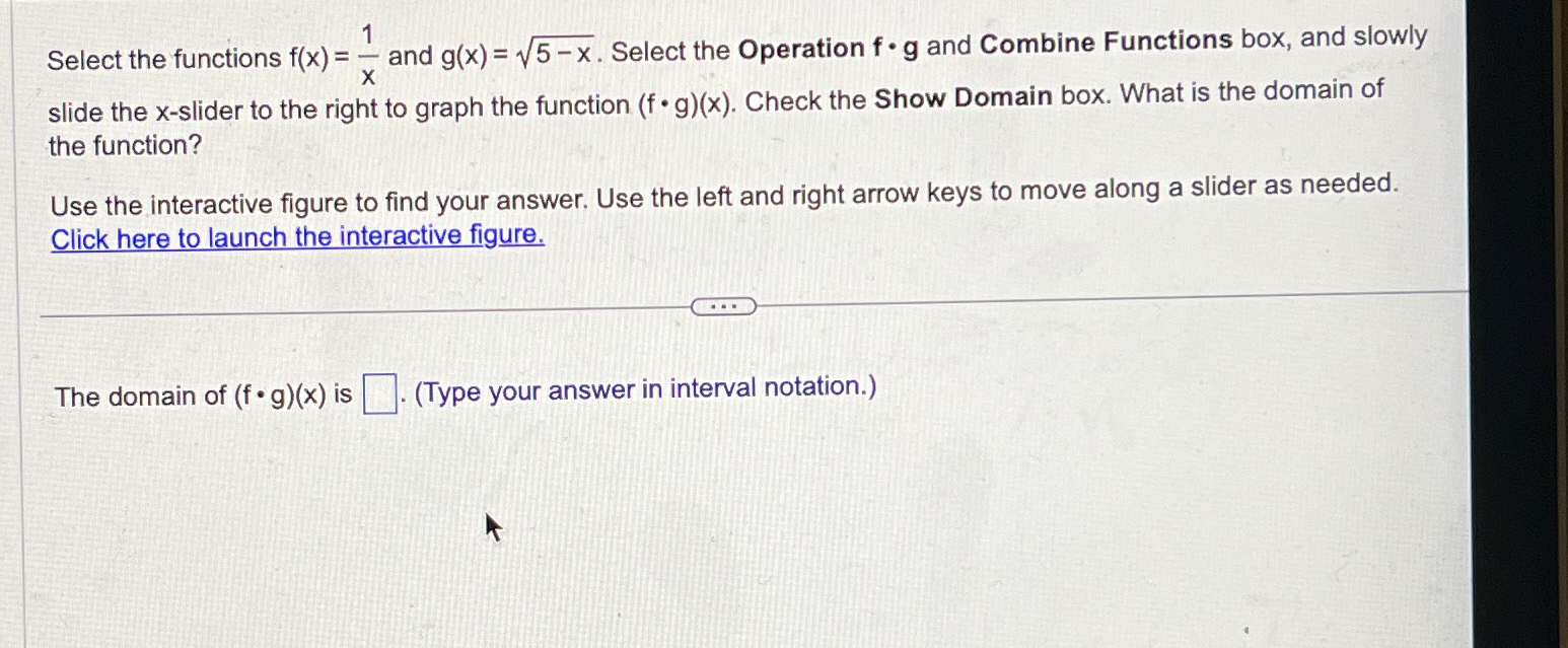 Solved Select the functions f(x)=1x ﻿and g(x)=5-x2. ﻿Select | Chegg.com