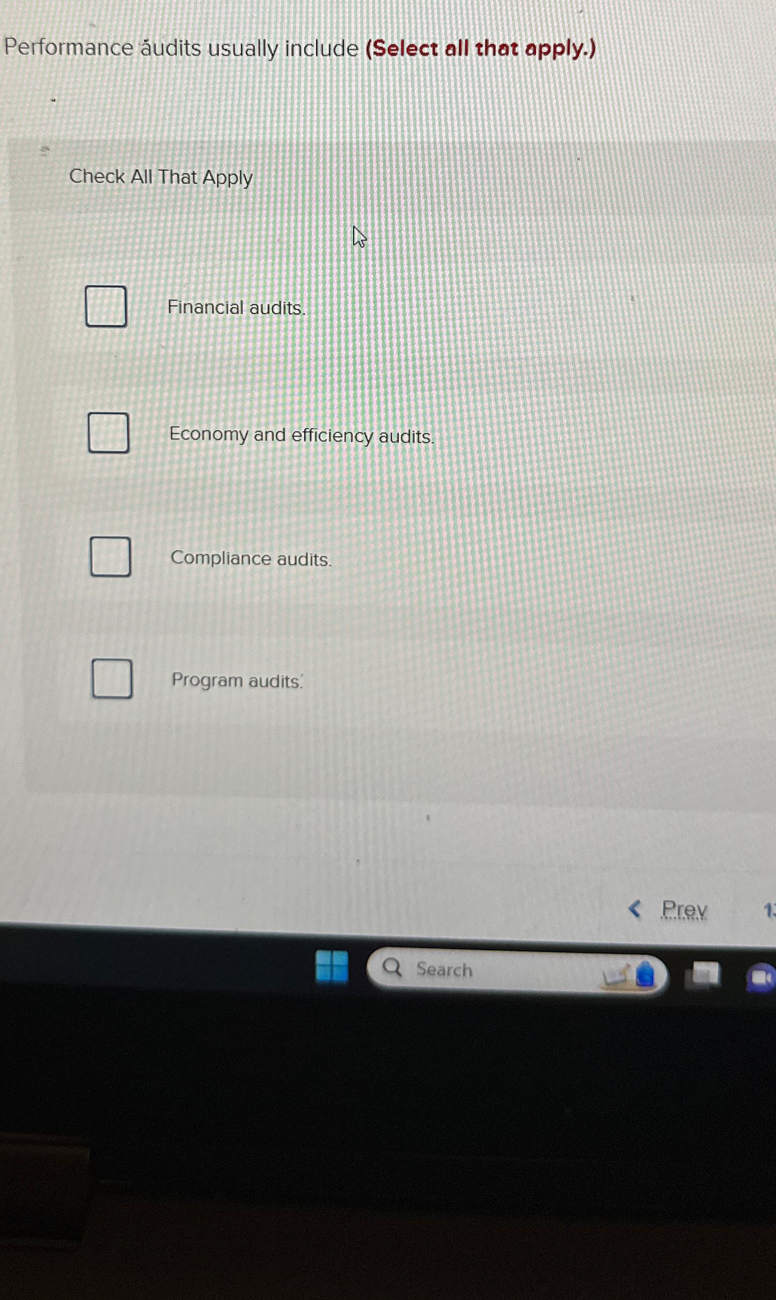 Solved Performance áudits usually include (Select all that | Chegg.com