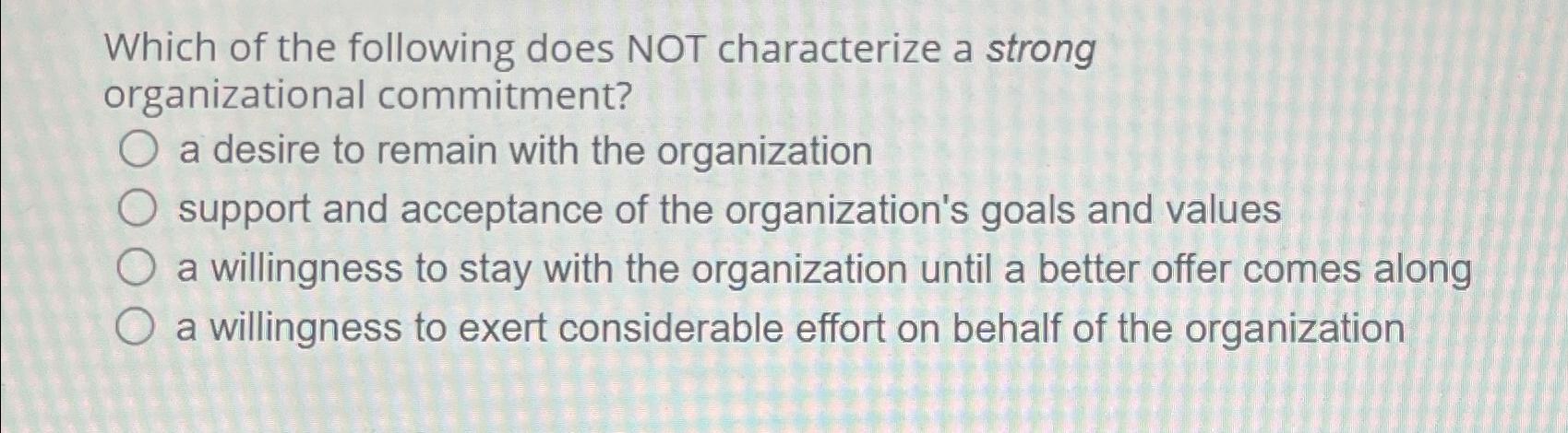 Solved Which of the following does NOT characterize a strong | Chegg.com