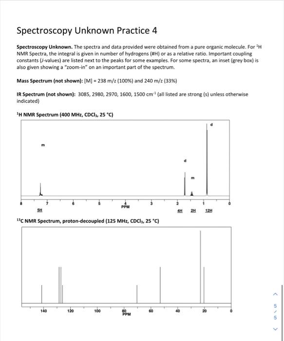 Solved Spectroscopy Unknown Practice 4 Spectroscopy Unknown. | Chegg.com