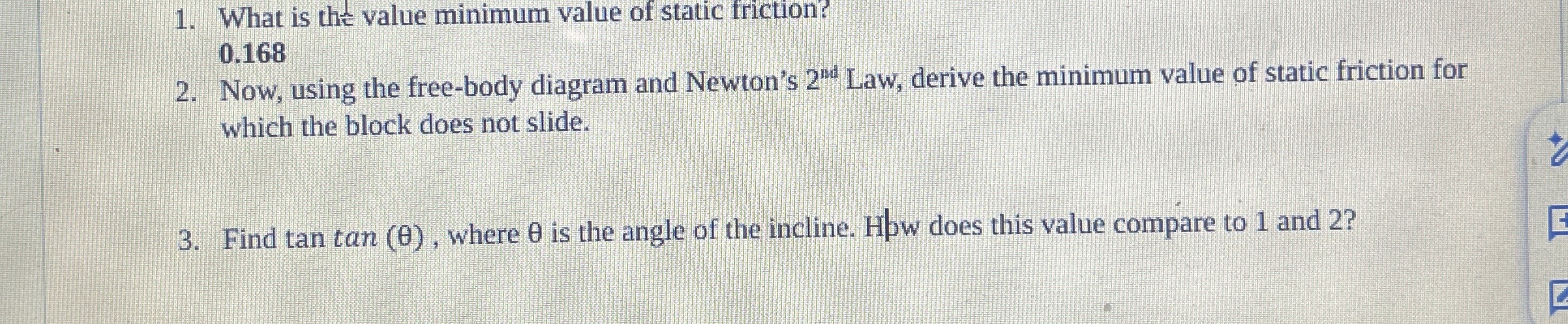 LabWhat is the value minimum value of static | Chegg.com