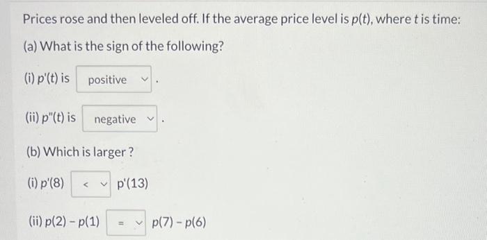 Prices rose and then leveled off. If the average | Chegg.com