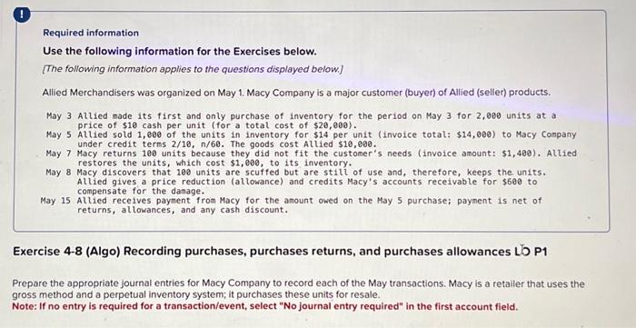 Solved Required information Use the following information | Chegg.com