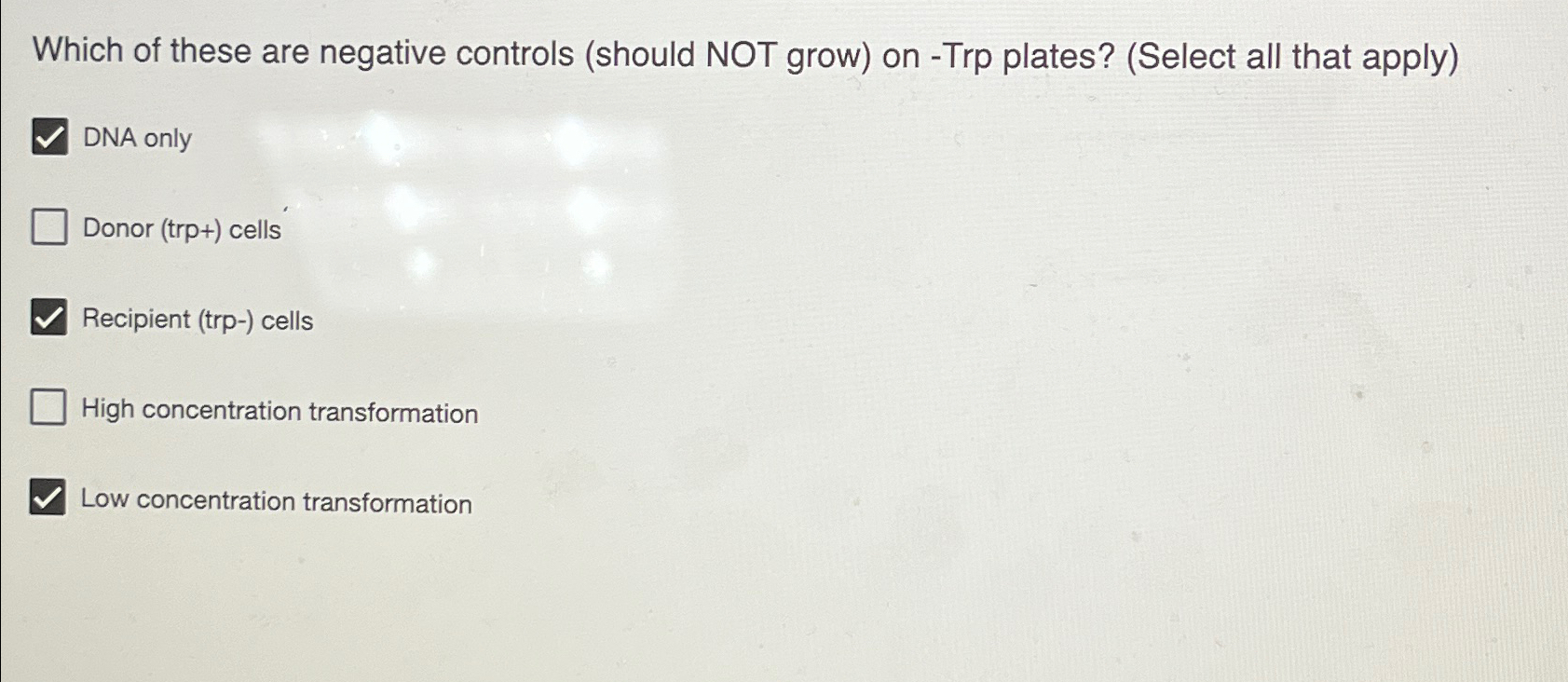 Solved Which of these are negative controls (should NOT | Chegg.com