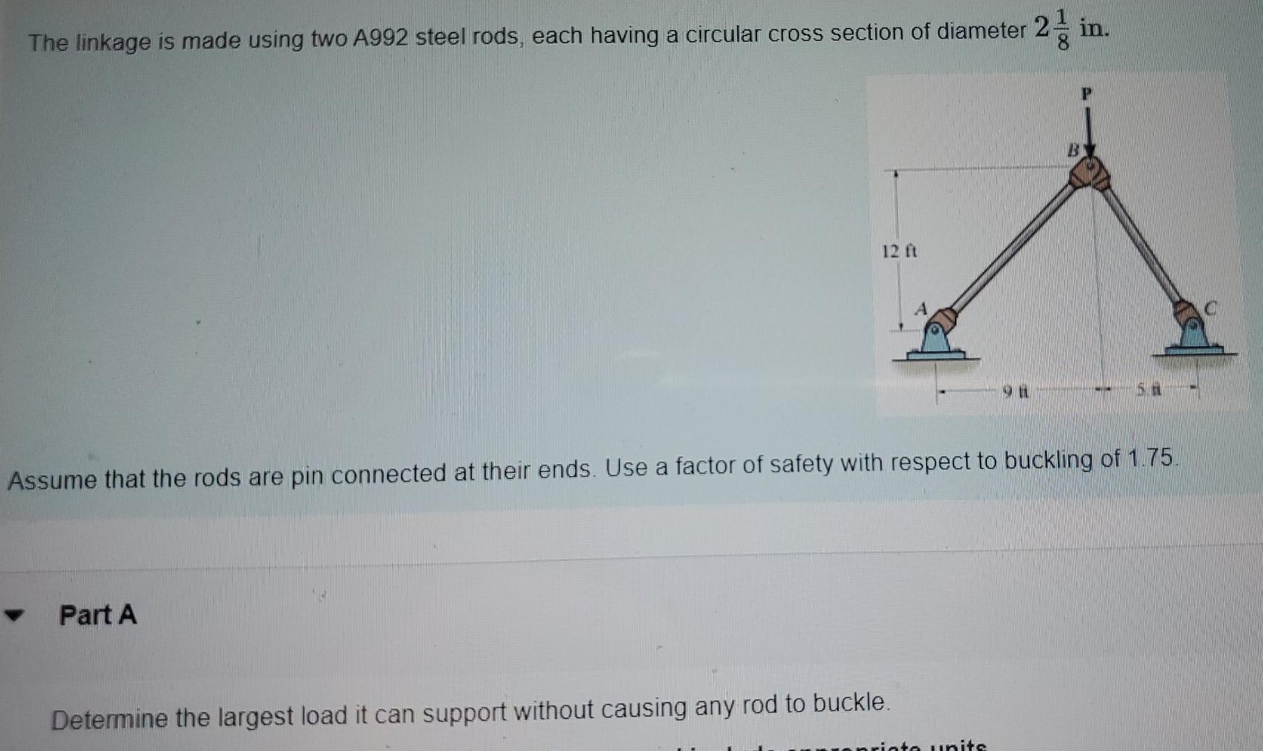 Solved 2 . The linkage is made using two A992 steel rods, | Chegg.com