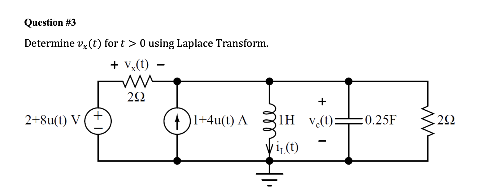 Solved Question #3Determine vx(t) ﻿for t>0 ﻿using Laplace | Chegg.com