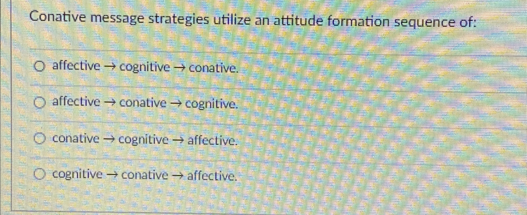 Solved Conative message strategies utilize an attitude | Chegg.com