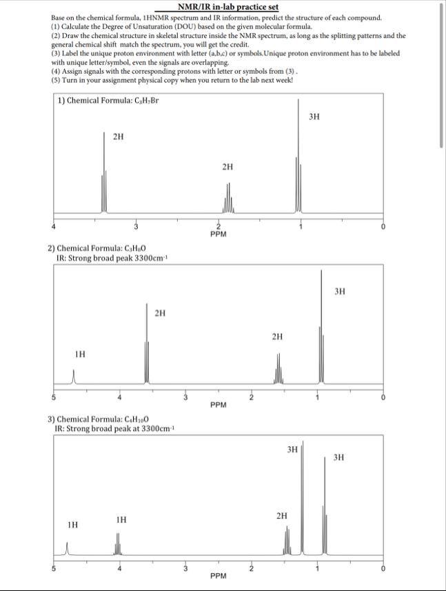 Solved NMR/IR in-lab practice setBase on the chemical | Chegg.com