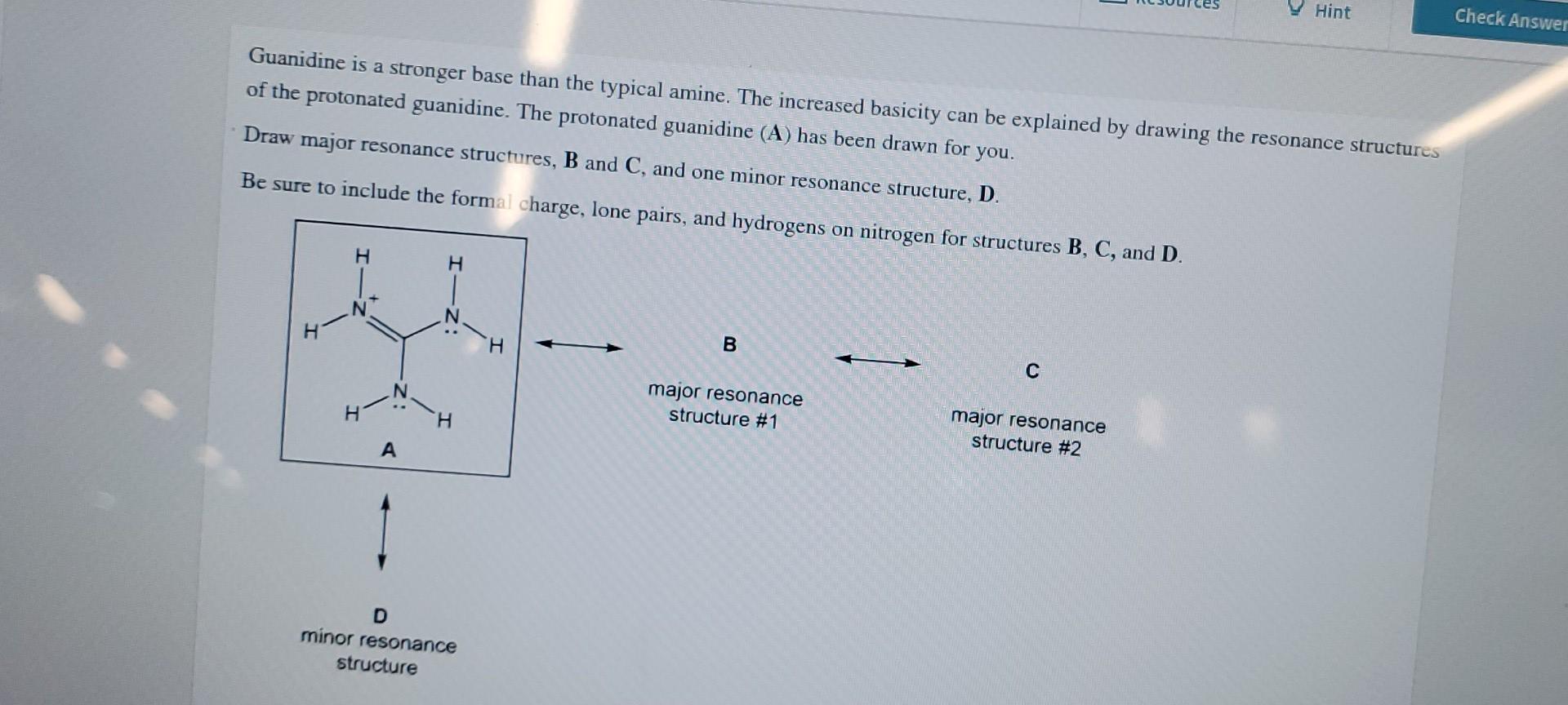Solved Hint Check Answer Guanidine is a stronger base than | Chegg.com