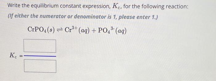 Solved Write the equilibrium constant expression, Kc, for | Chegg.com